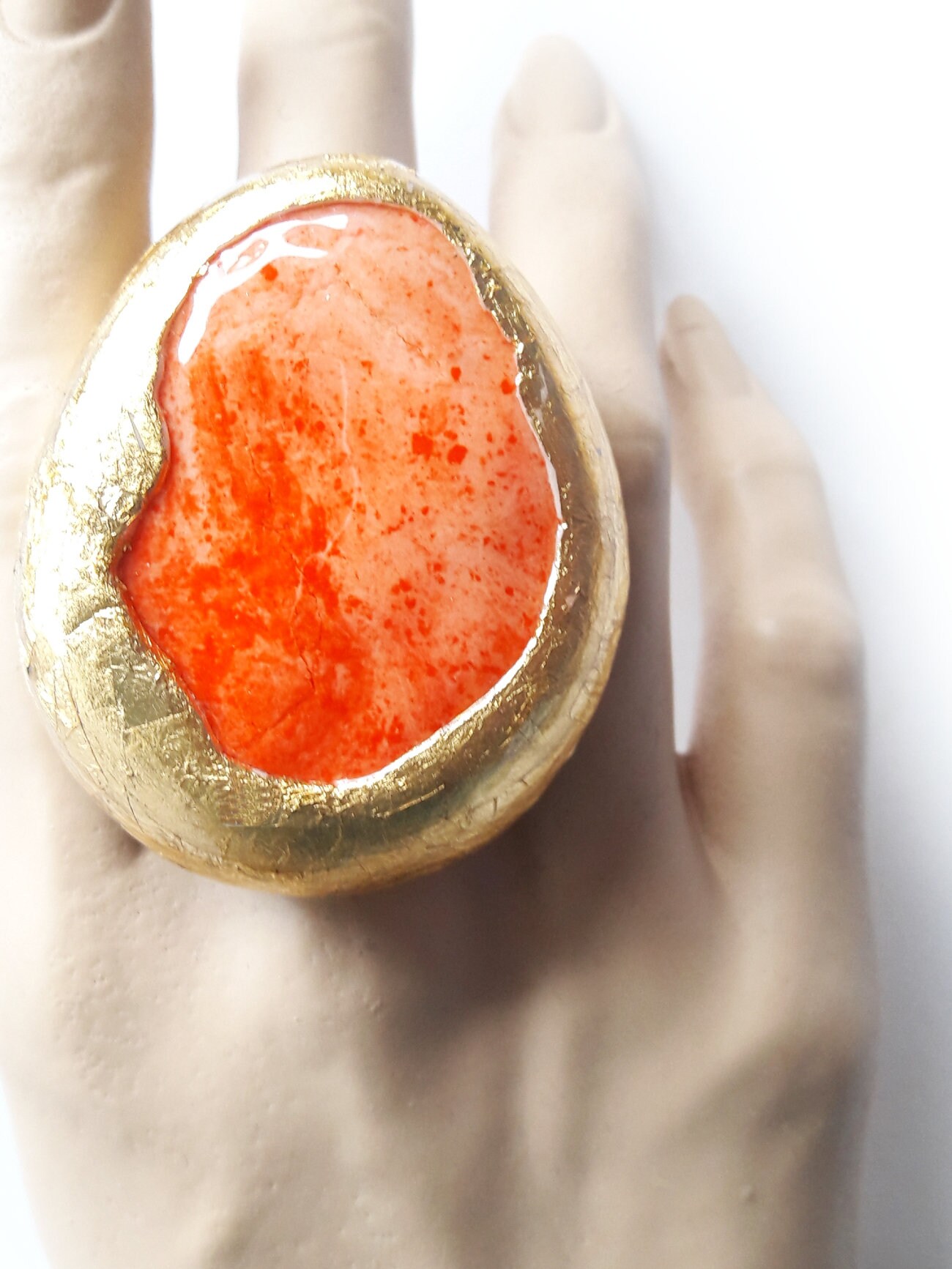 Jumbo Red Ring, Large Red Gold Ring, Brutalist Ring, Contemporary Ring ...