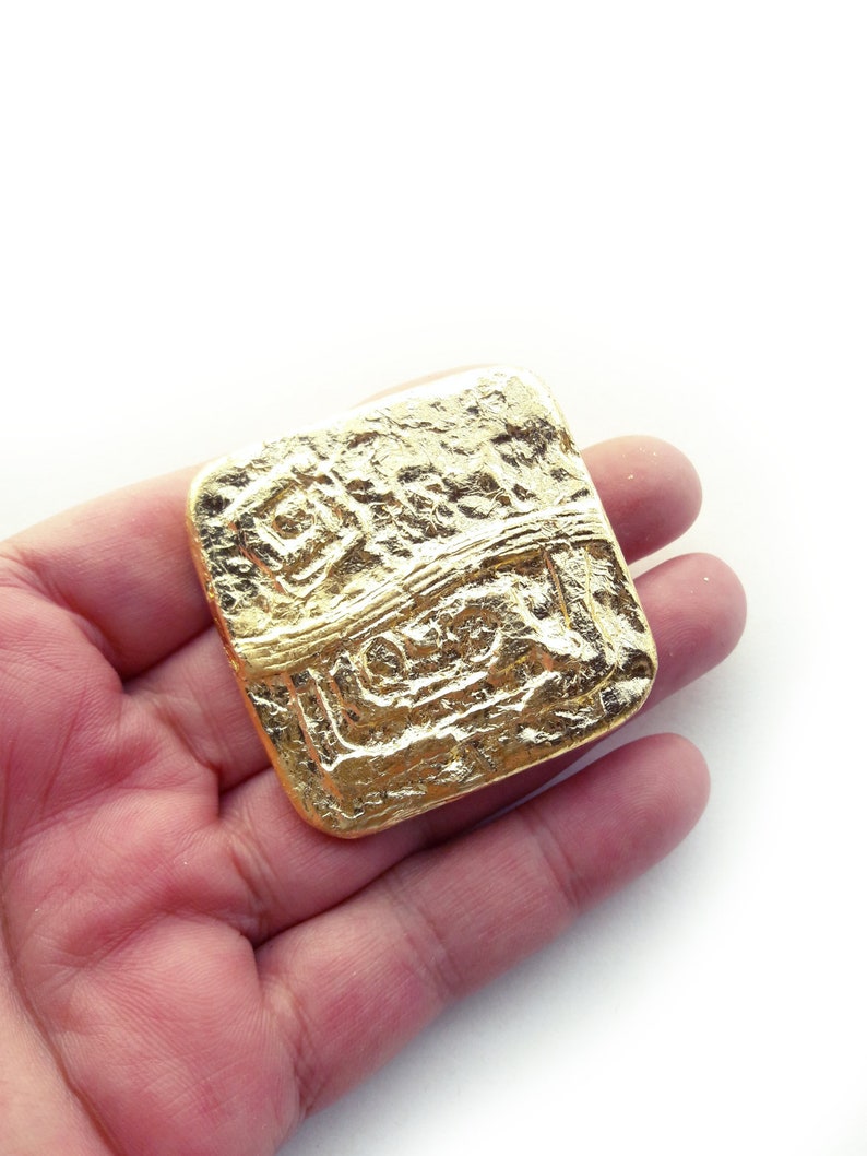 Large Gold Ring Statement, Square Gold Ring, Big Ring, Pattern ...