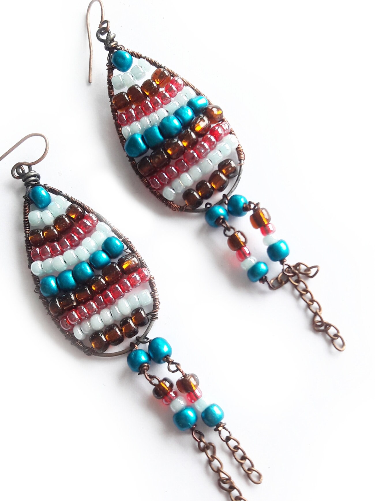 Colorful Earrings Multicolor Earrings Blue Earrings Copper - Etsy