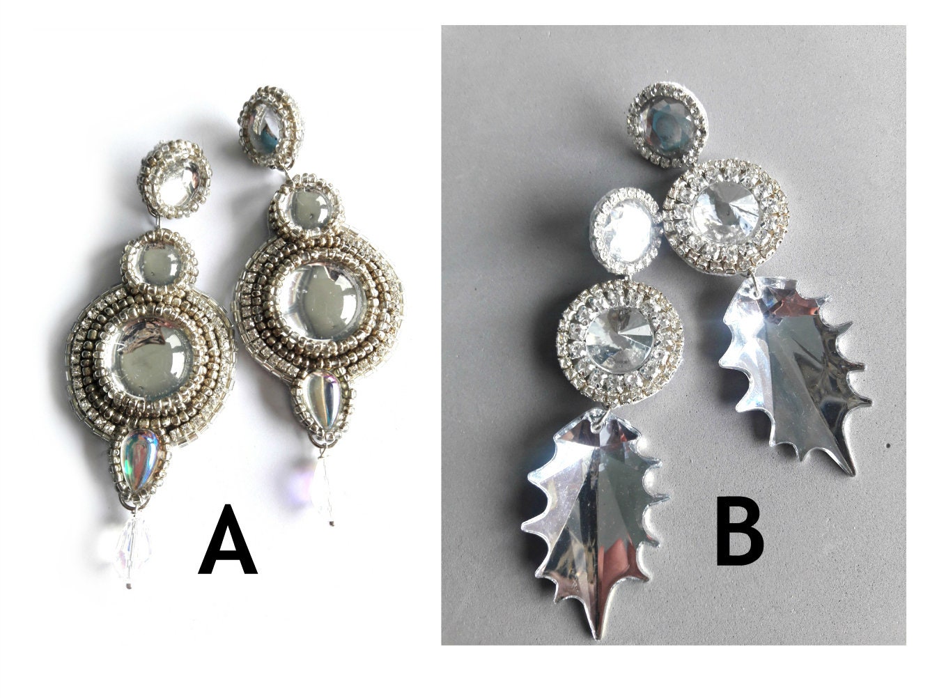 Silver Earrings Statement Earrings Big Earrings | Etsy