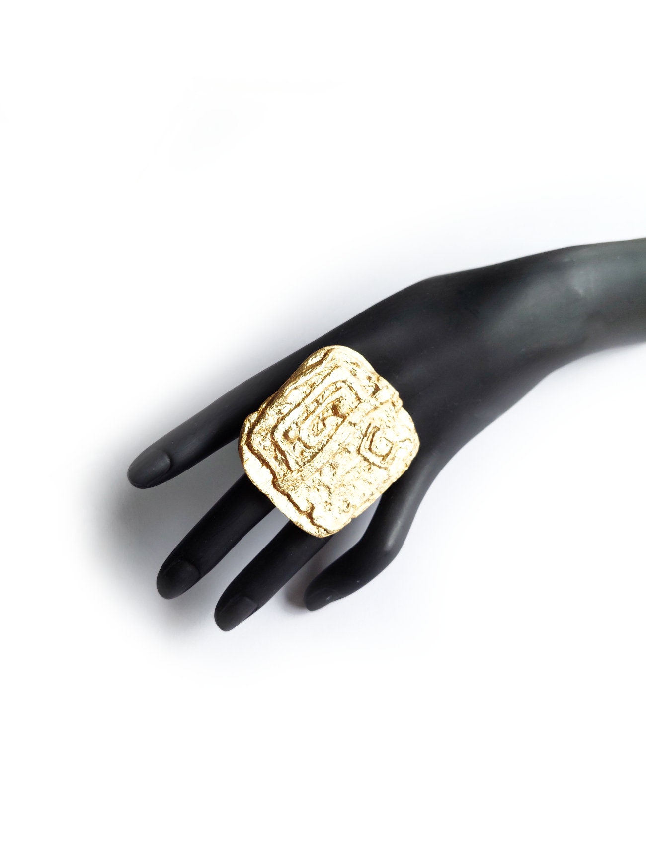 Large Gold Ring Statement Square Gold Ring Big Ring - Etsy