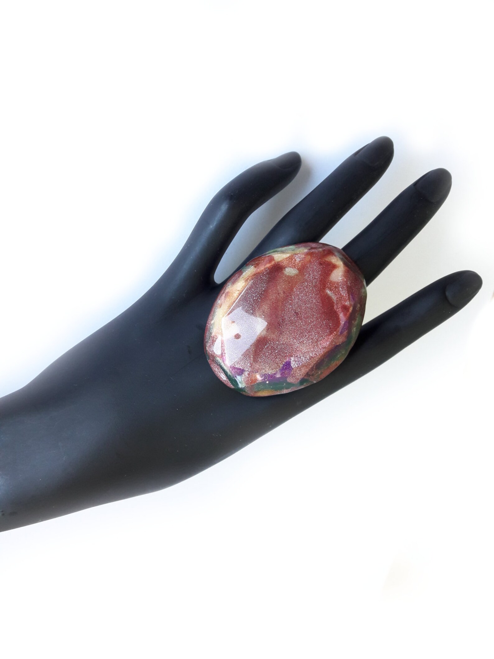 Big Bold Brown Ring, Oversized Ring, Huge Fashion Ring, Imitation Agate ...