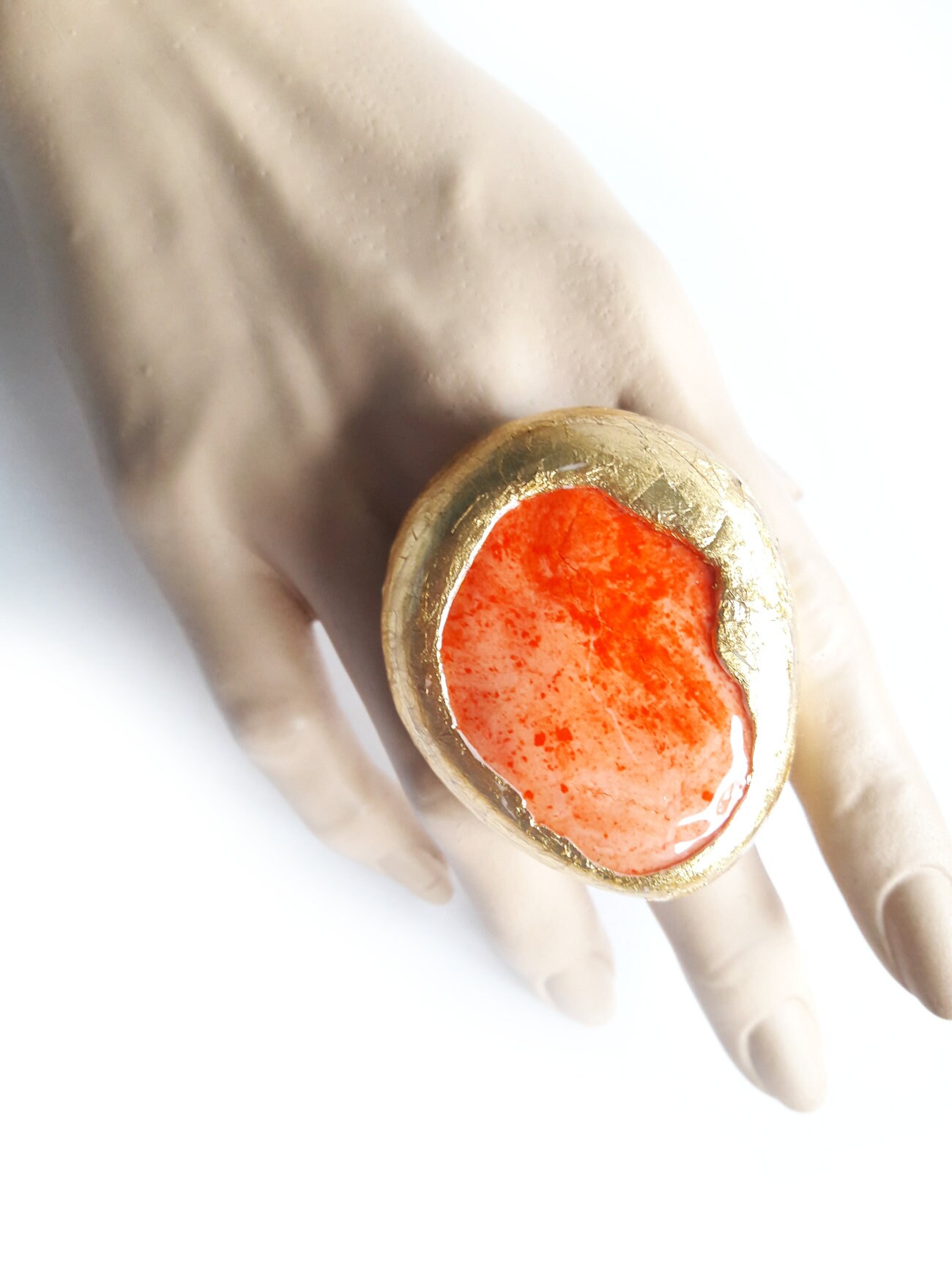 Jumbo Red Ring, Large Red Gold Ring, Brutalist Ring, Contemporary Ring ...