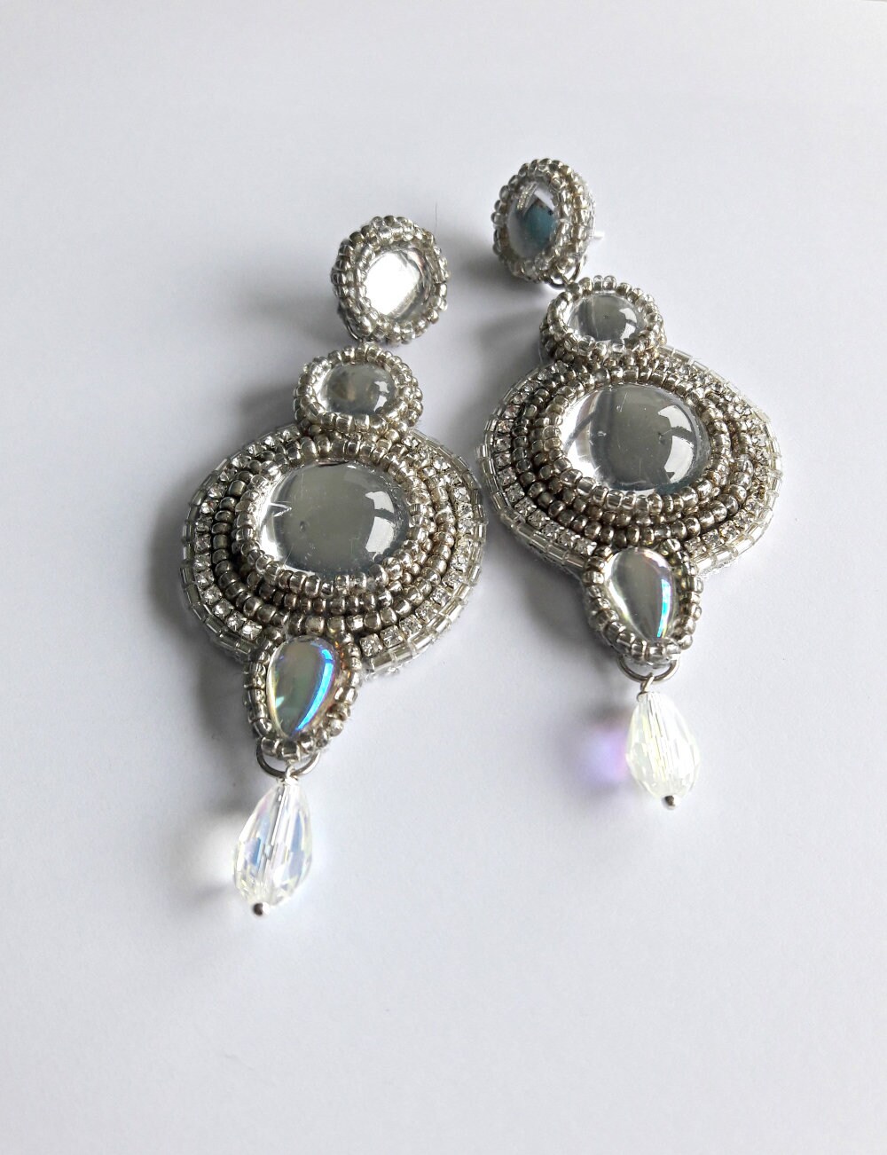 Silver Earrings Statement Earrings Big Earrings | Etsy