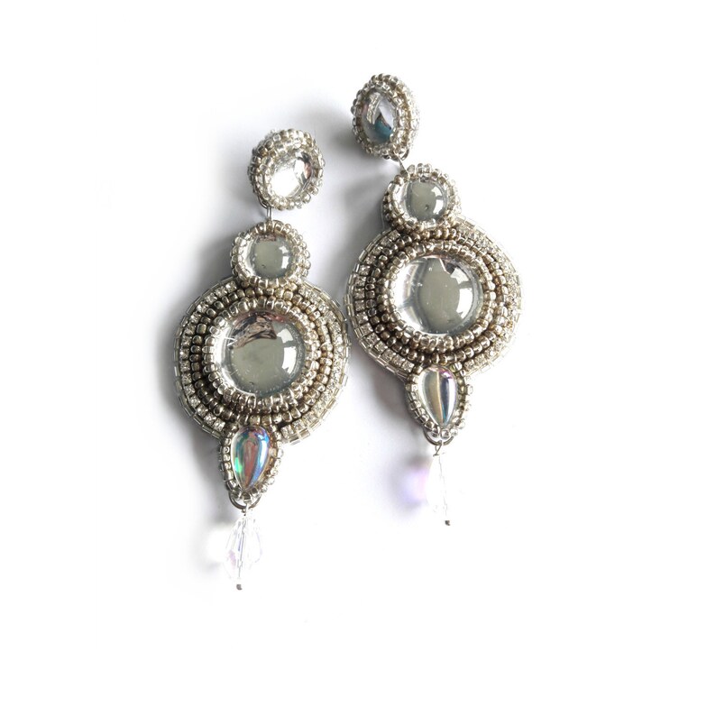 Silver Earrings Statement Earrings Big Earrings - Etsy