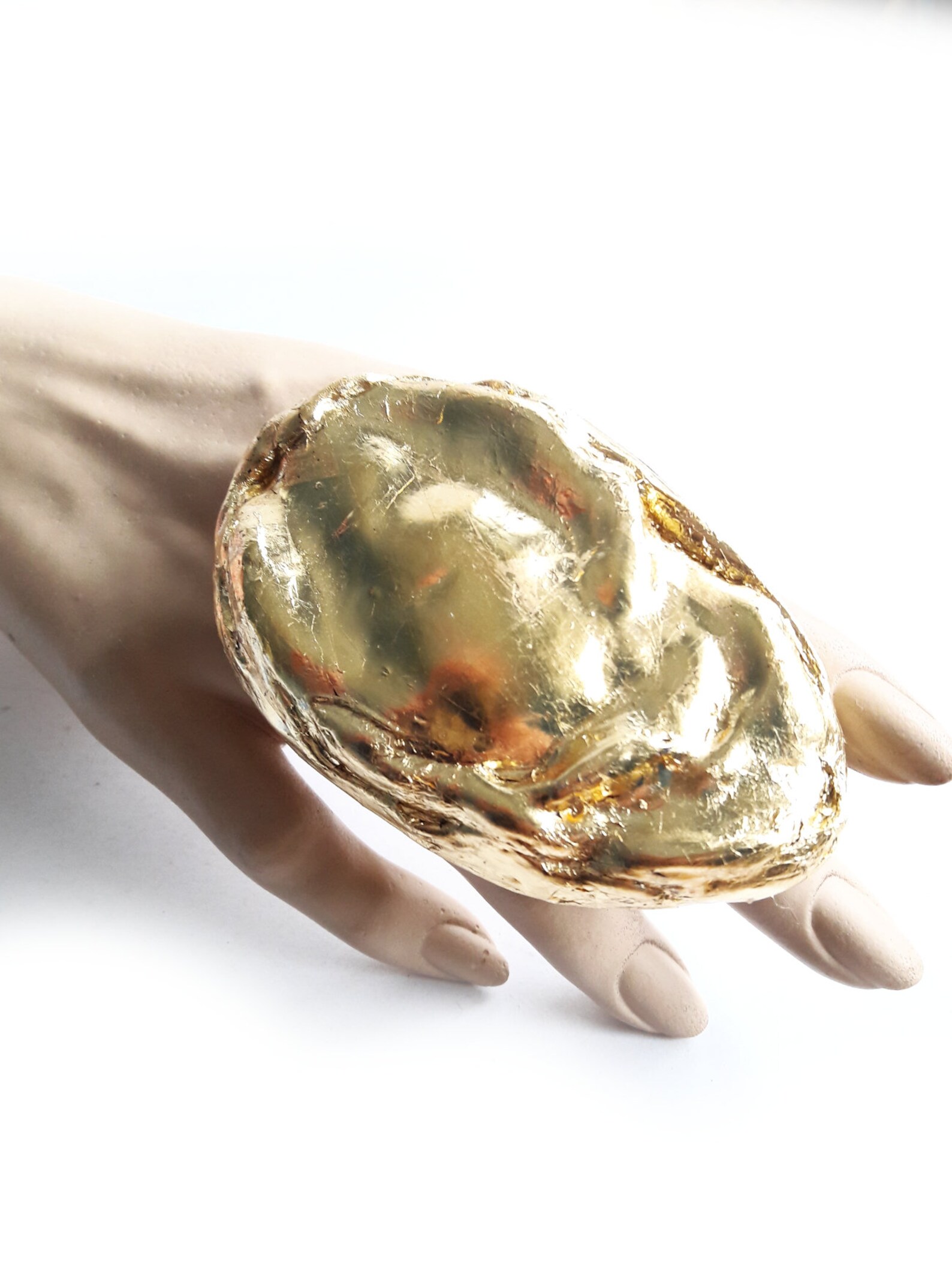 Large Gold Ring Statement, Oval Gold Ring, Big Modernist, Rough ...