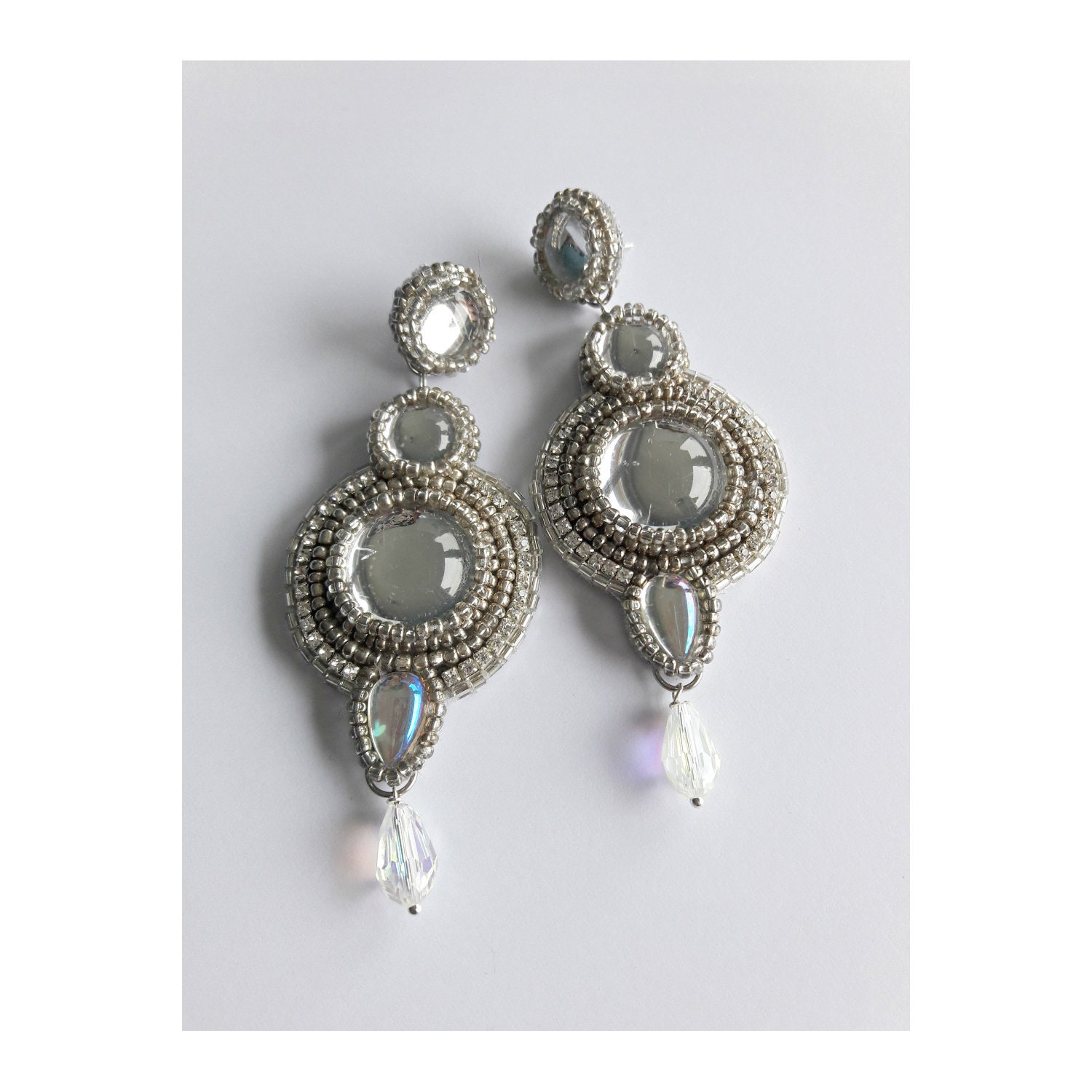 Silver Earrings Statement Earrings Big Earrings | Etsy