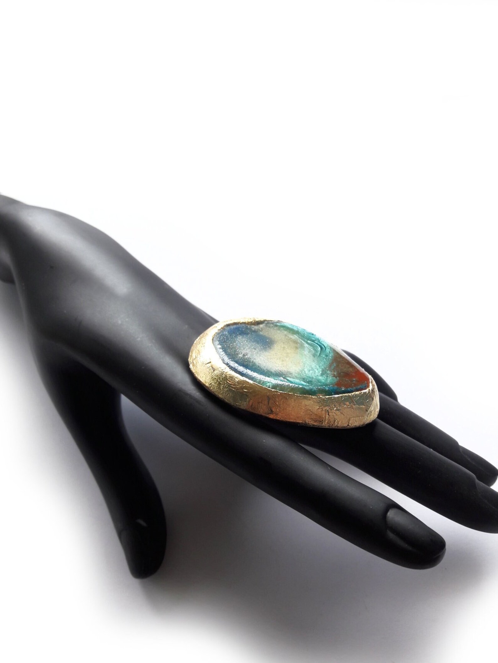 Huge Brutalist Ring Large Blue Gold Ring Contemporary Ring - Etsy