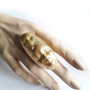 Face Ring, Statement Ring, Large Oval Ring, Oval Gold Ring, Big ...