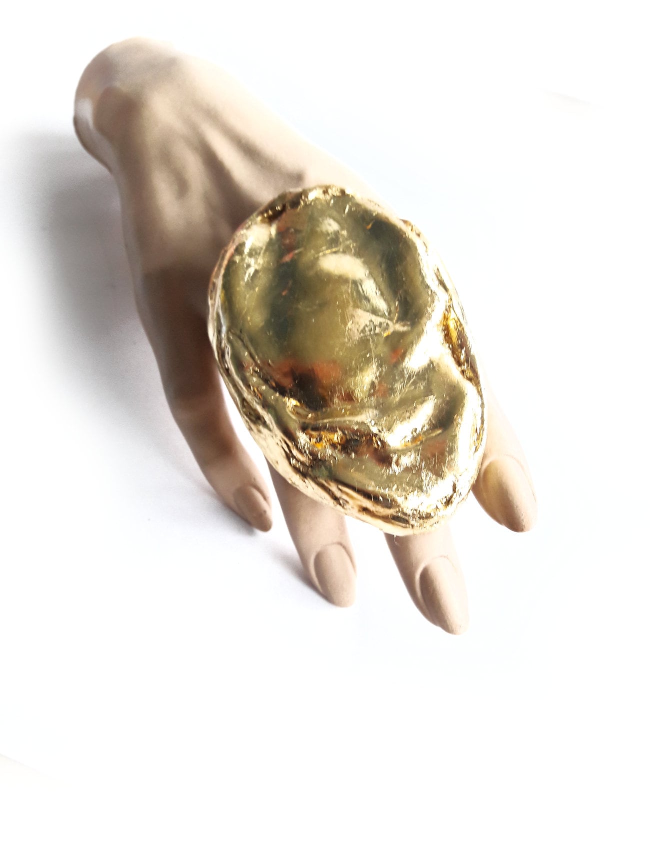 Large Gold Ring Statement, Oval Gold Ring, Big Modernist, Rough ...