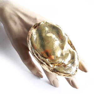 Large Gold Ring Statement, Oval Gold Ring, Big Modernist, Rough ...