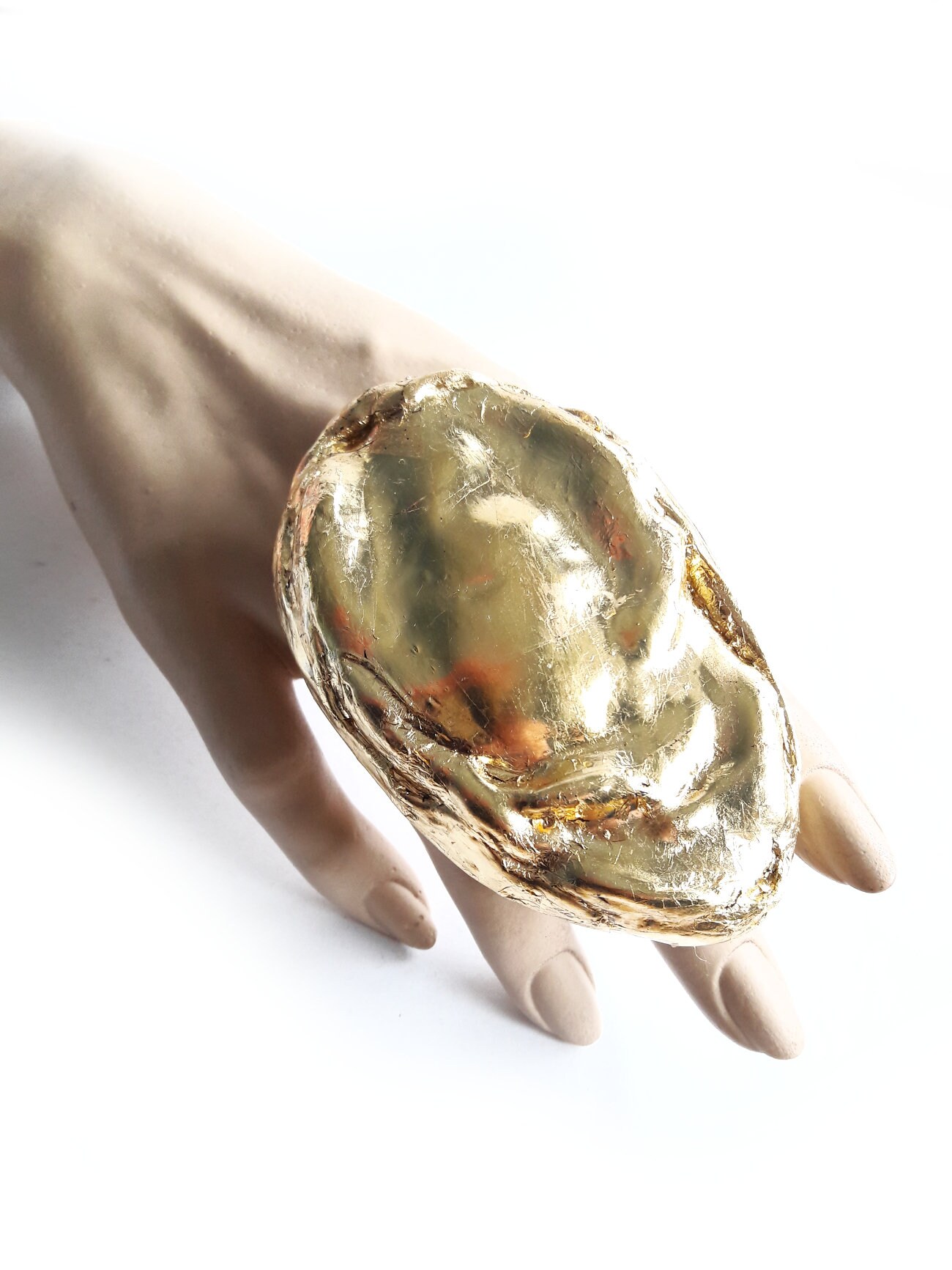 Large Gold Ring Statement, Oval Gold Ring, Big Modernist, Rough ...