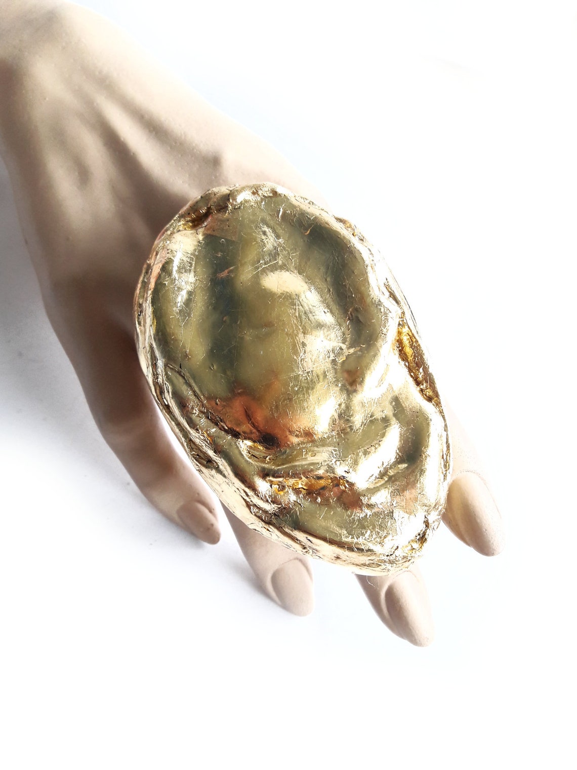 Large Gold Ring Statement, Oval Gold Ring, Big Modernist, Rough ...