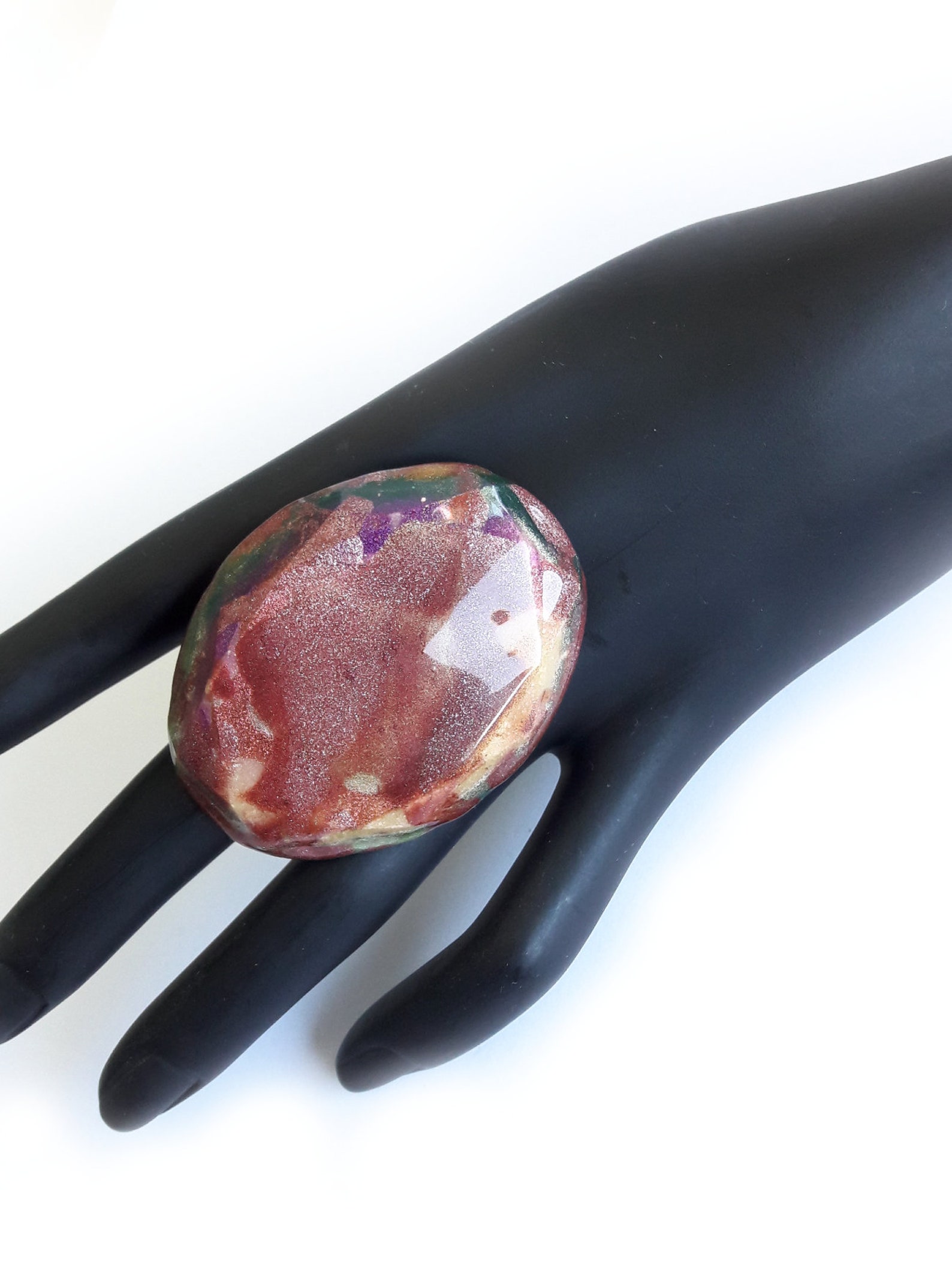 Big Bold Brown Ring, Oversized Ring, Huge Fashion Ring, Imitation Agate ...