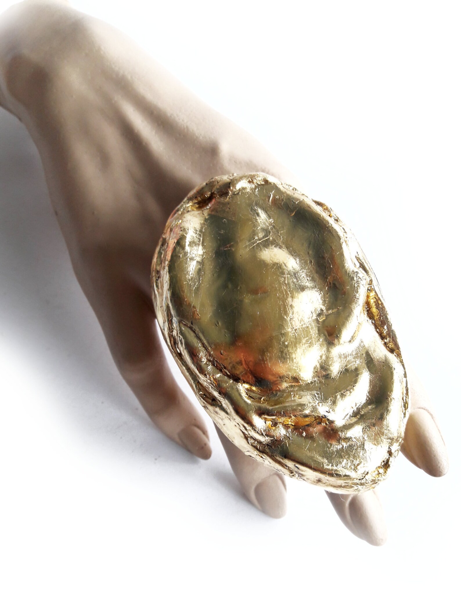 Large Gold Ring Statement, Oval Gold Ring, Big Modernist, Rough ...