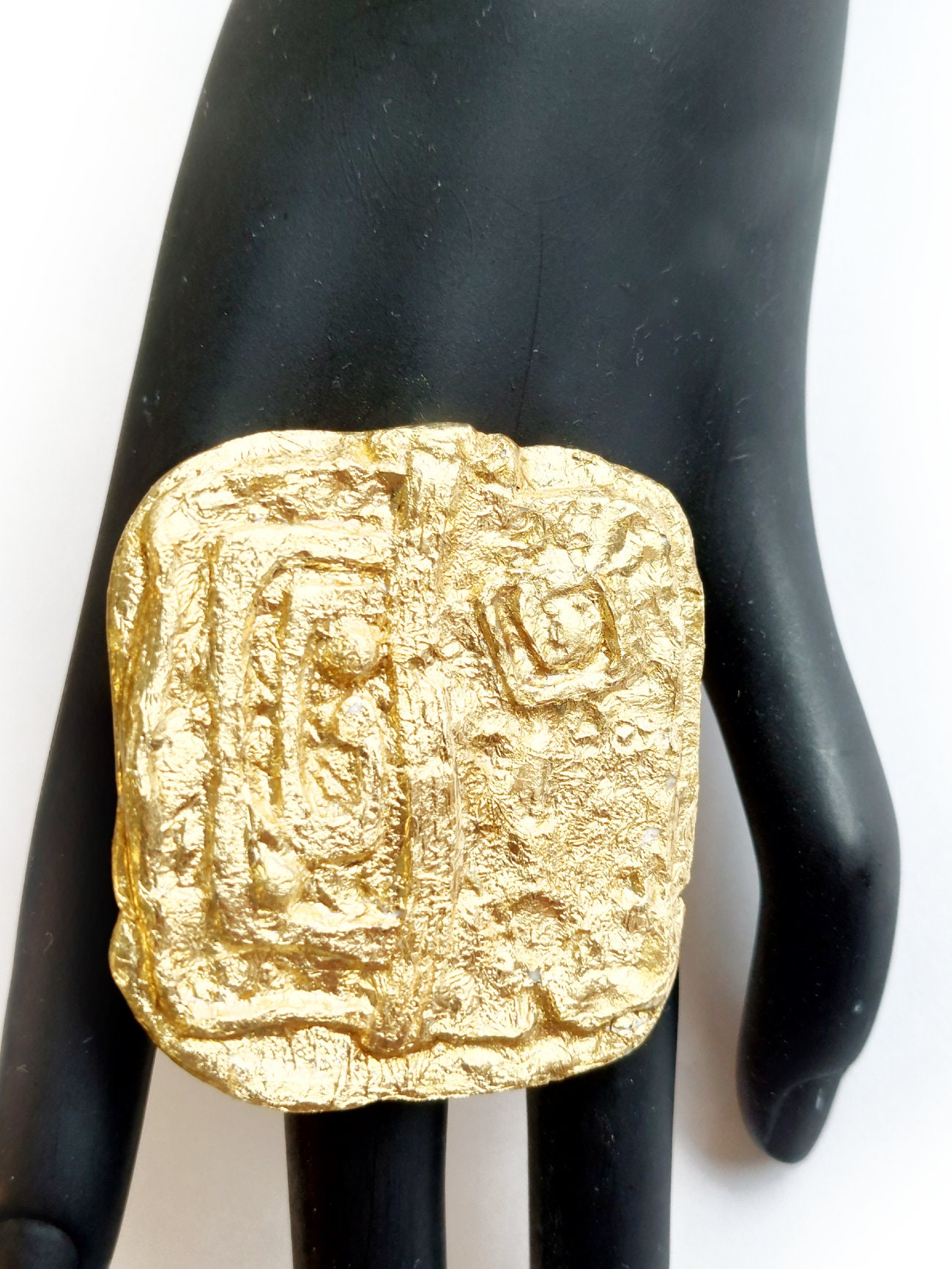 Large Gold Ring Statement Square Gold Ring Big Ring - Etsy