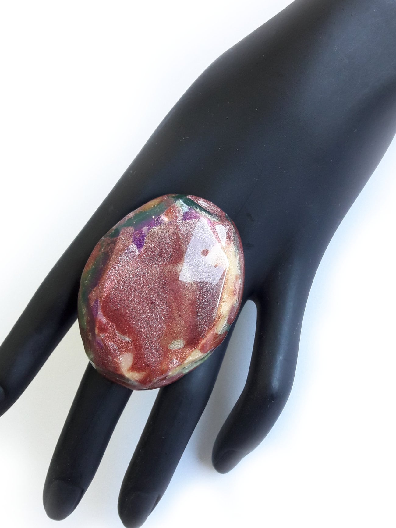 Big Bold Brown Ring, Oversized Ring, Huge Fashion Ring, Imitation Agate ...