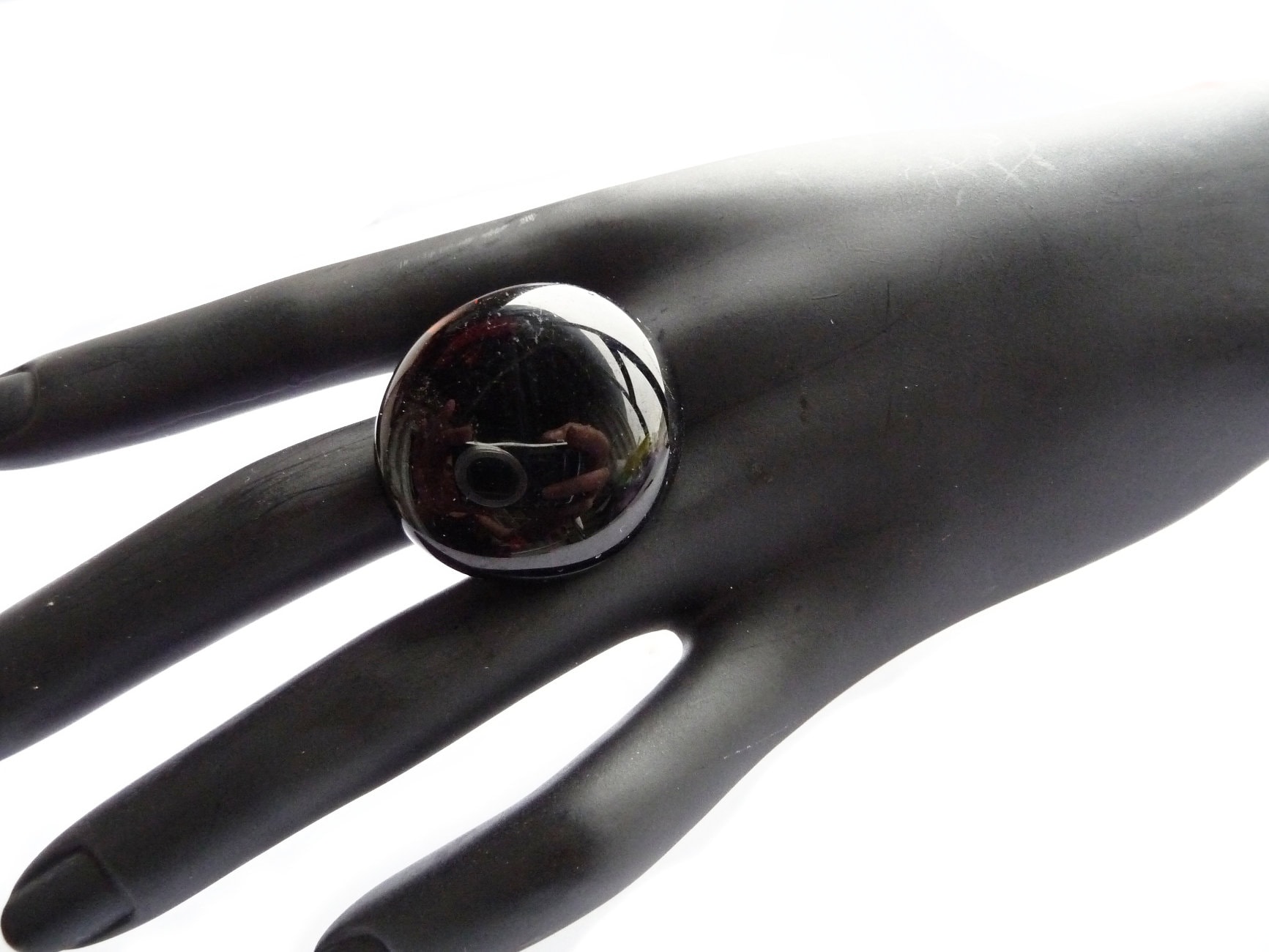 Big Black Ring Big Ring Black Ring Black Rings Glass Ring | Etsy