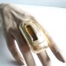Brown Ring, Long Gold Ring, Big Modernist, Rough Contemporary, Artisan ...