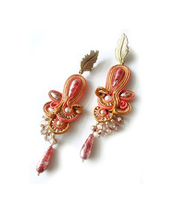 Red Earrings Unique Earrings Statement Earrings Long - Etsy