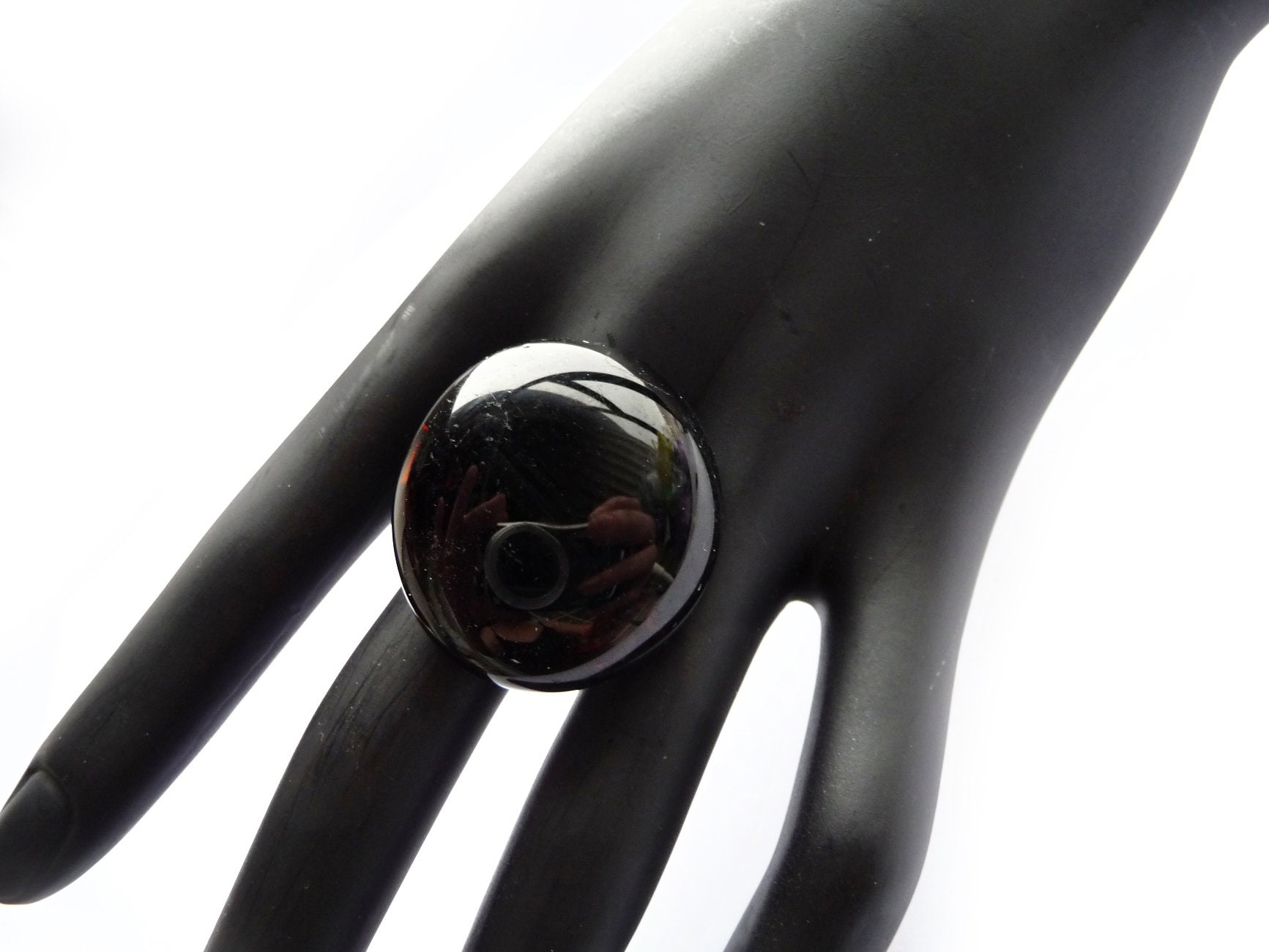 Big Black Ring Big Ring Black Ring Black Rings Glass Ring | Etsy