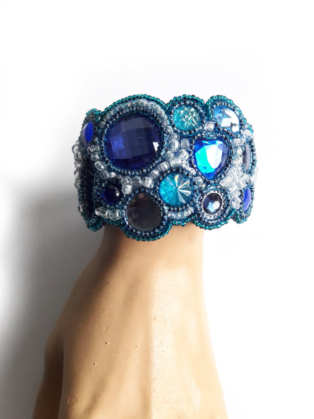 Blue Bracelet, Royal Blue, Deep Blue, Prom Bracelet, Statement Bracelet ...