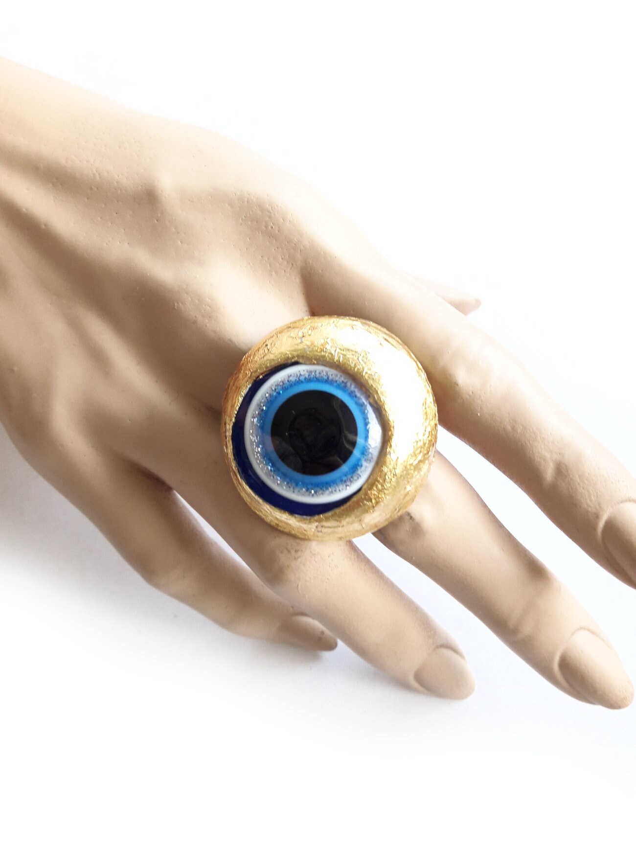 Blue Black Ring Blue Eye Ring Evil Eye Ring Contemporary - Etsy