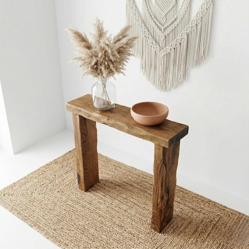 Console Table - Rustic Wooden Console - Narrow Wooden Corridor ...