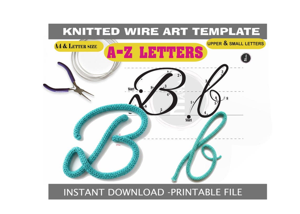 Knitted Wire Art Letter Template, Calligraphy Guide, Uppercase ...
