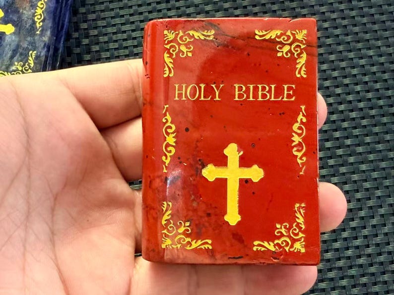 Natural Crystal Bible & Cross Carving, Handcrafted Christian Faith ...