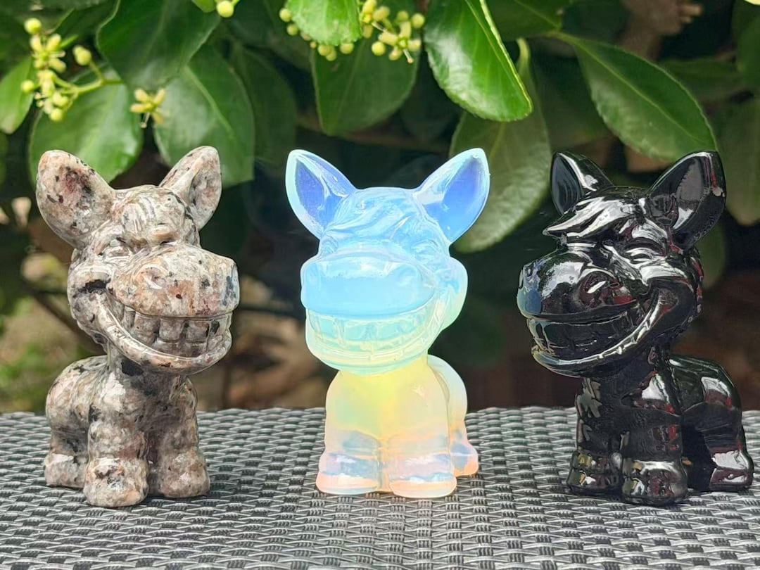 Crystal Grinning Donkey Statue | Natural Gem Hand Carved Animal ...