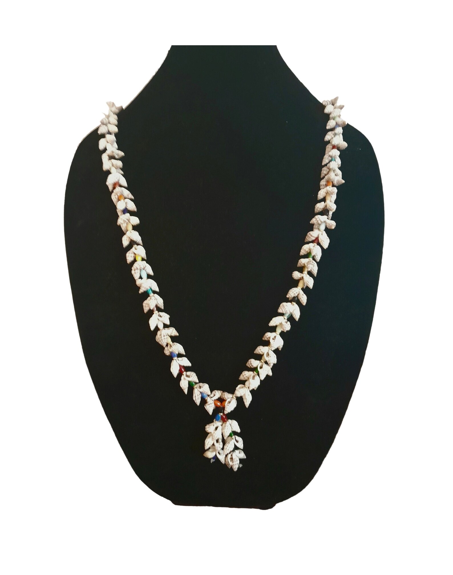 Vintage Seashell Bead Necklace Tassel Tropical Beachy Small Periwinkle ...