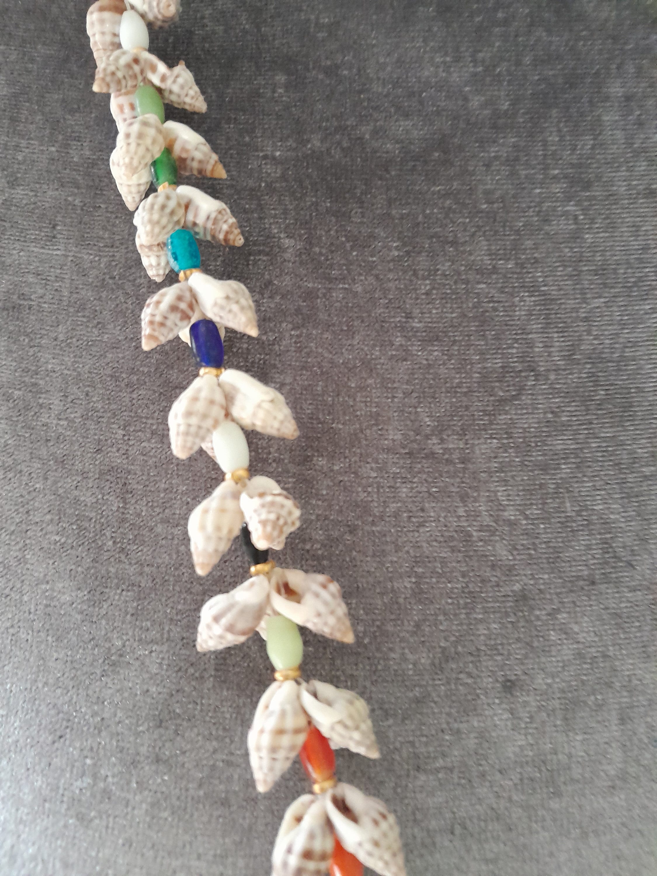 Vintage Seashell Bead Necklace Tassel Tropical Beachy Small Periwinkle ...