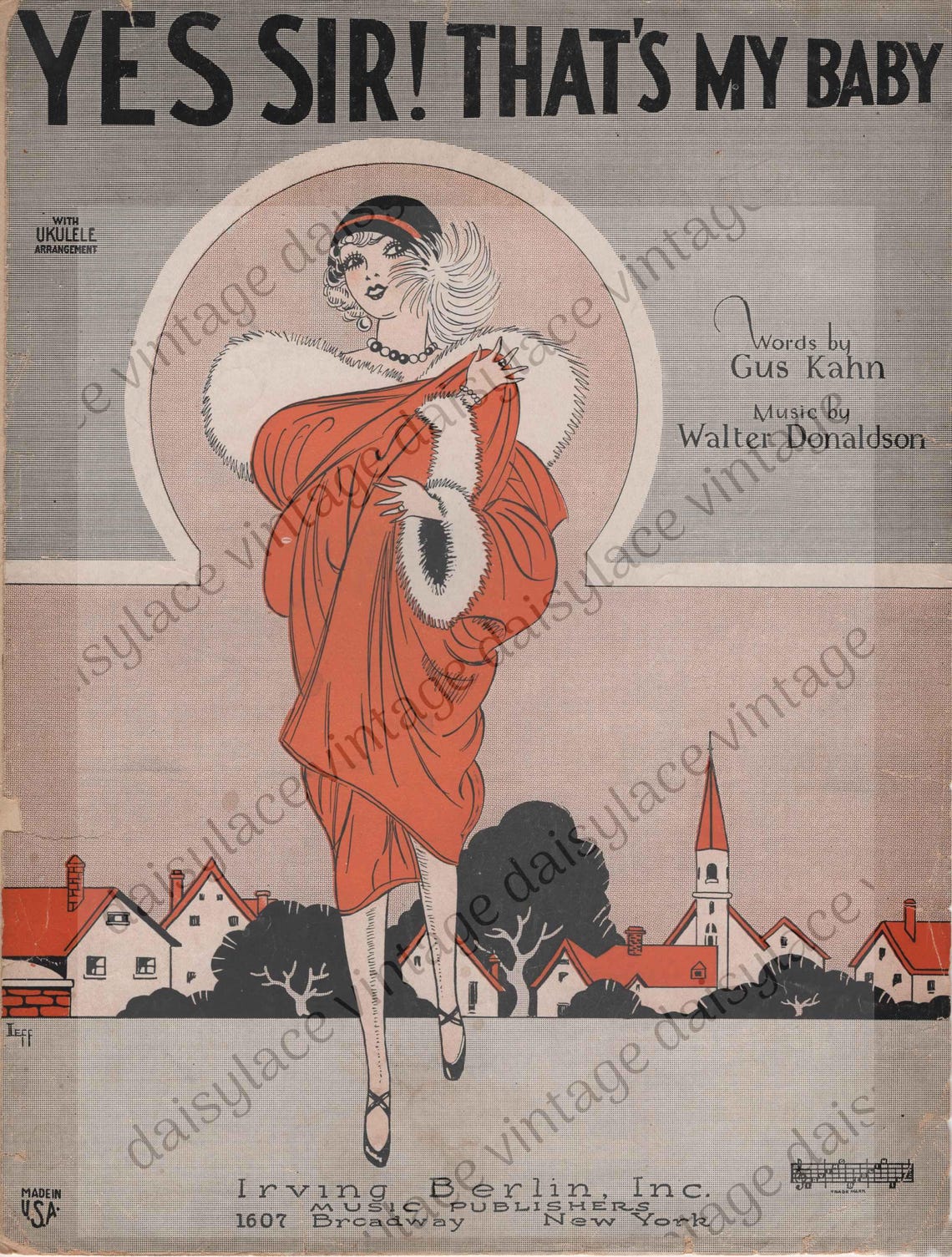 Digital File '20s Flapper Yes Sir That's My Baby 1925 Song Scanned 9" X ...