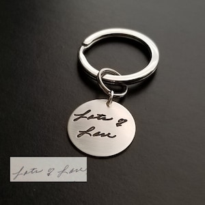 Handwriting Stainless Steel Keychain Signature or Fingerprint YOUR ...