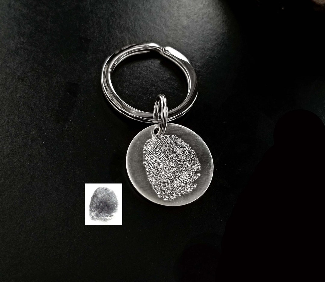 Fingerprint Key-chain Engraved Signature Sterling Silver - Etsy