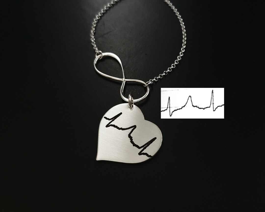 Actual Heartbeat Infinity Necklace Deep Engraved Sterling Silver .925 ...