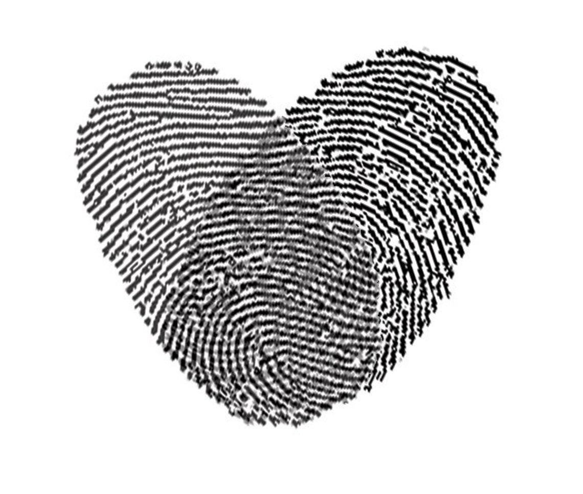 Double Fingerprint Heart Shape Fingerprints Keychain DOGTAG Dog Tag ...