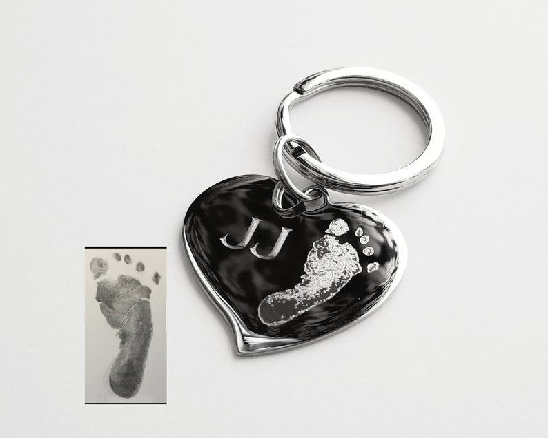 Footprint Heart Keychain Hand Print Handwriting Key Fob Paw - Etsy