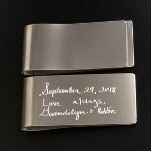 Handwriting Signature Money Clip Money Holder Sterling Silver Copper Nu ...