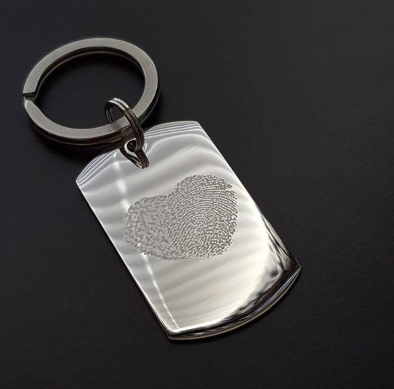 Double Fingerprint Heart Shape Fingerprints Keychain DOGTAG Dog Tag ...