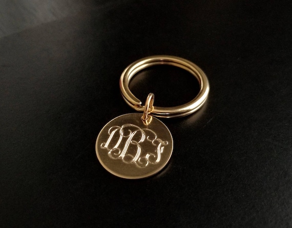 Monogram Keychain Sterling Silver or Gold Filled Custom - Etsy