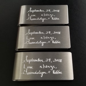Handwriting Signature Money Clip Money Holder Sterling Silver Copper Nu ...