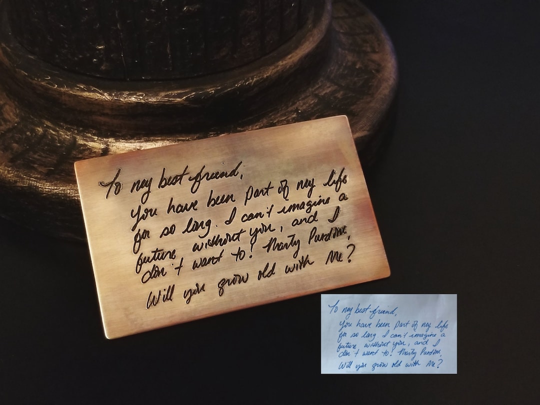 Handwriting Wallet Card Bronze or Solid Copper Metal Personalized ...