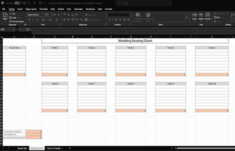 Interactive Wedding Guest List & RSVP Tracker | Seating Chart Excel ...