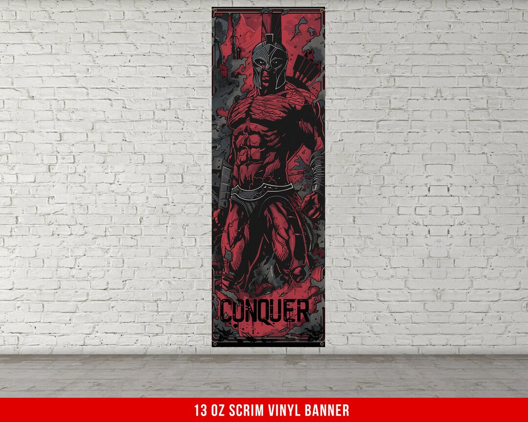Conquer Banner - Strength Training Decor - Large Motivational Wall Art ...