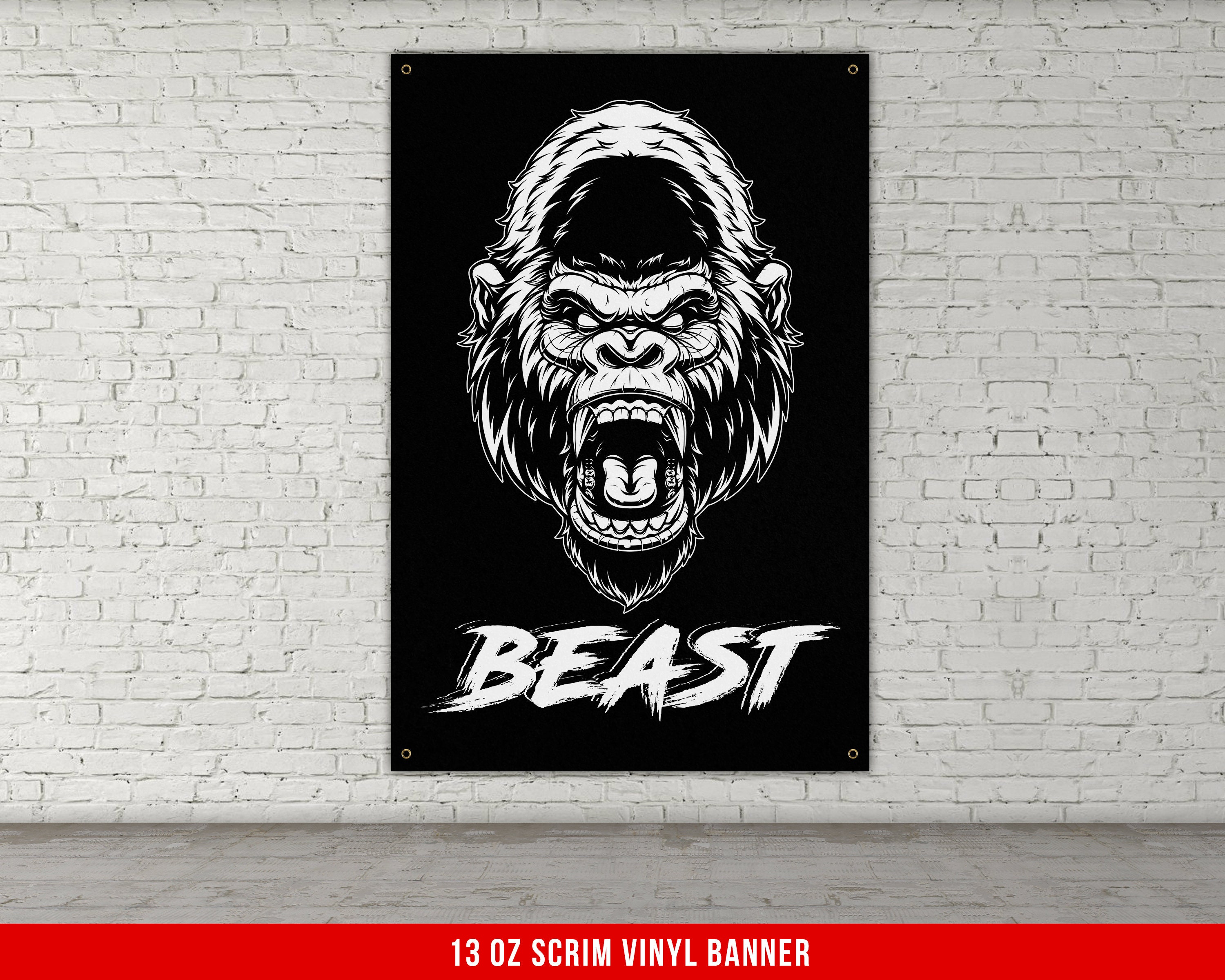 Gorilla Beast Banner Home Gym Decor Large Quotes Wall Art | Etsy