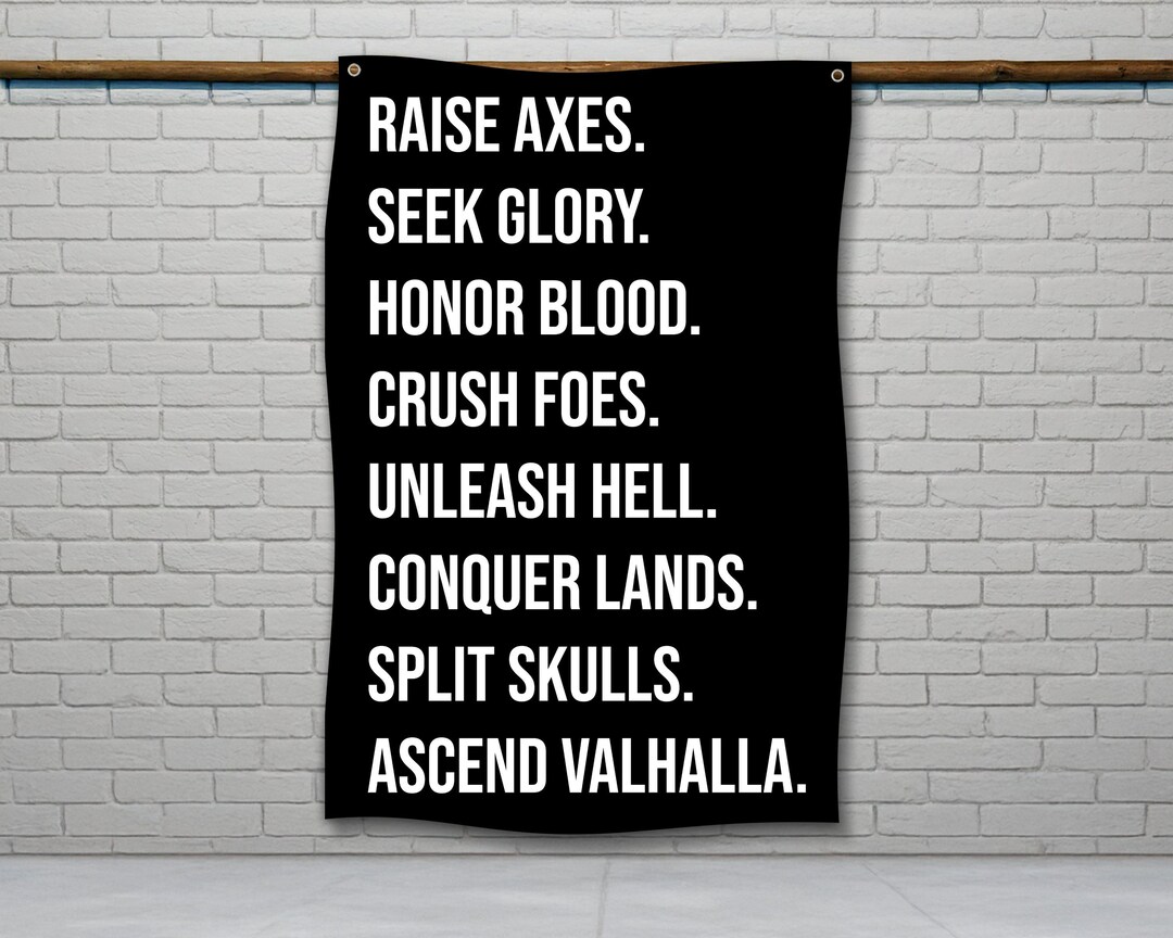 Valhalla Home Gym Flag, Viking Decor, Motivational Gym Flag, Garage Gym Banner, Fitness Wall Art ...