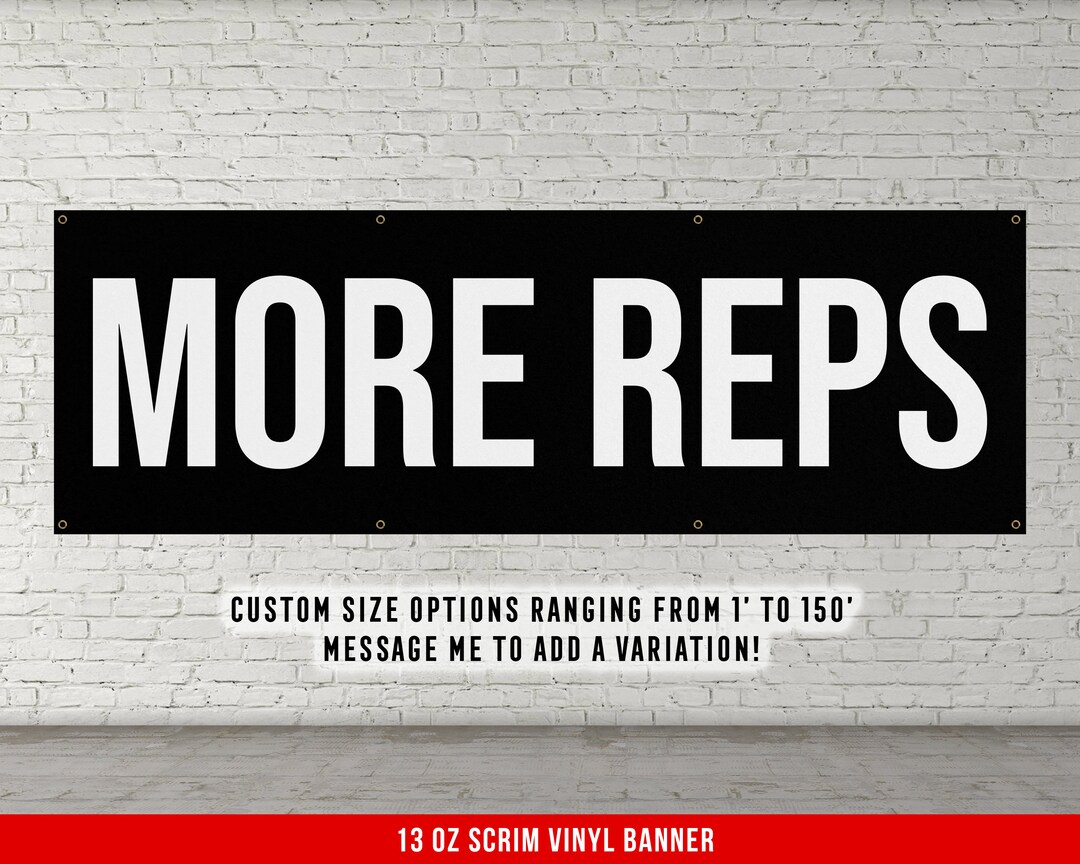 More Reps Banner Motivational Home Gym Decor Large Quote Wall Art ...