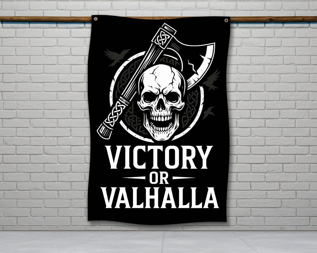 Victory or Valhalla Flag, Home Gym Flag, Gym Decor Flag, Motivational ...